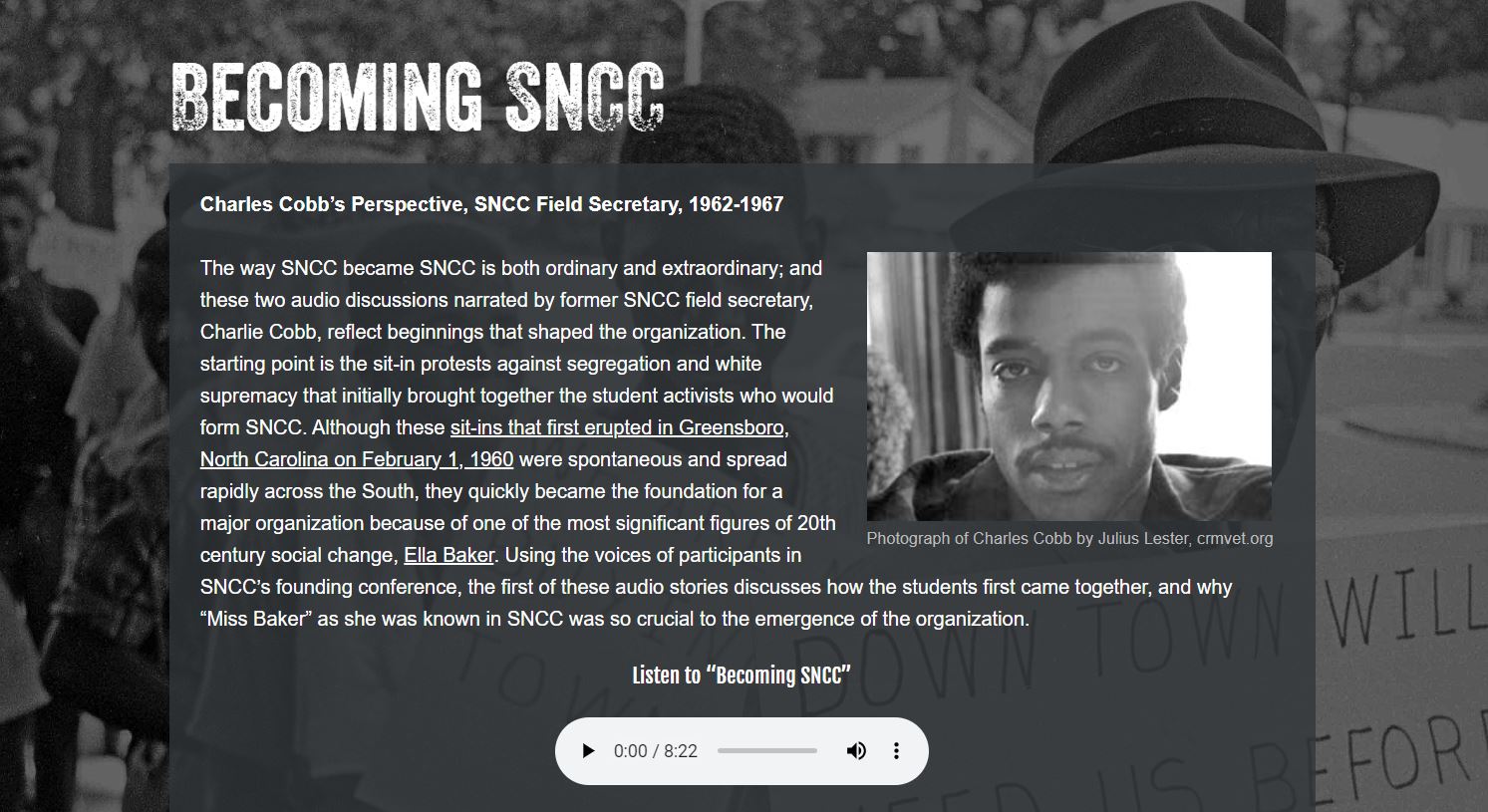 Becoming SNCC featuring Charlie Cobb | National Center for Civil and ...